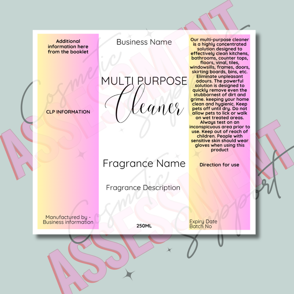 Digital New Fizzy Cleaning Labels – Cosmetic Assessment Support