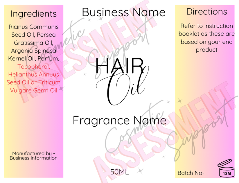 Hair Oil Digital Labels – Cosmetic Assessment Support
